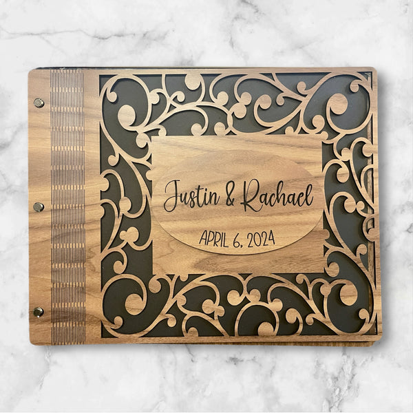 Personalized Wood Photo Book for Special Occasions – Rustic Sign Design