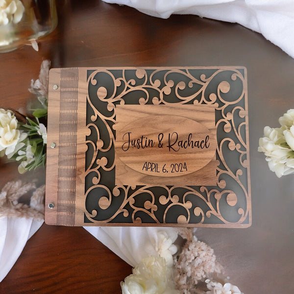 Personalized Wood Photo Book for Special Occasions – Rustic Sign Design