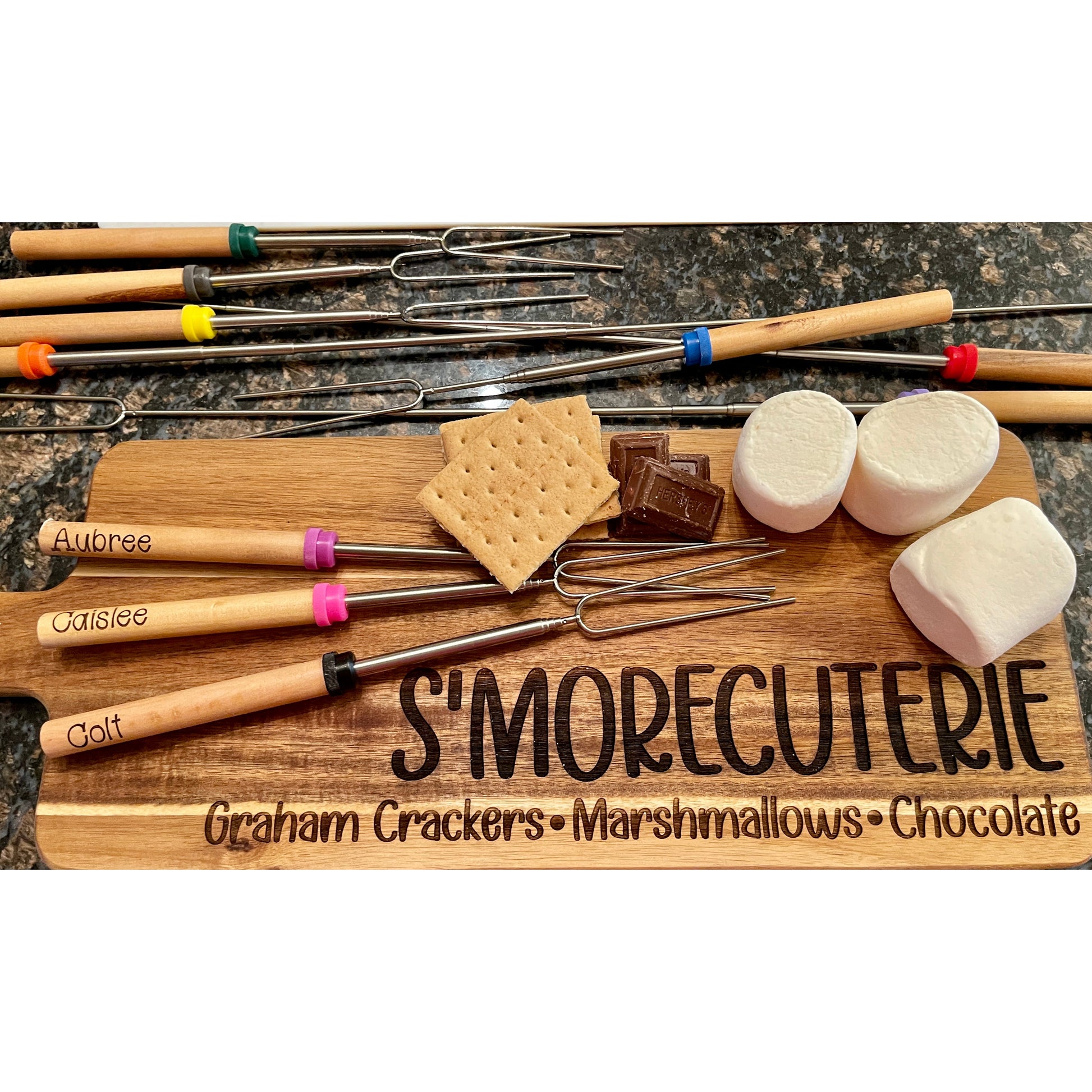 Personalized Marshmallow Roasting Stick – Rustic Sign Design