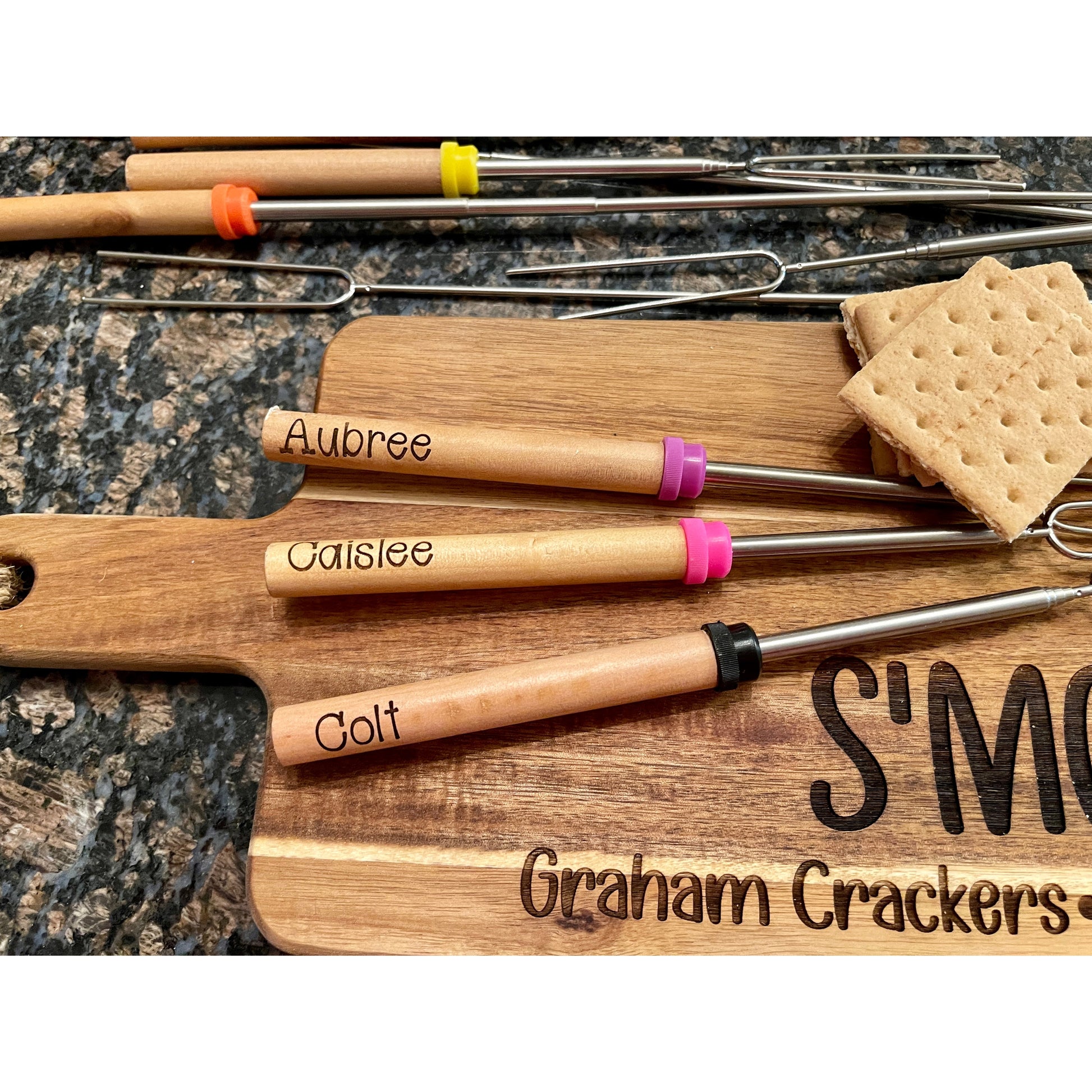 Personalized Marshmallow Roasting Stick – Rustic Sign Design