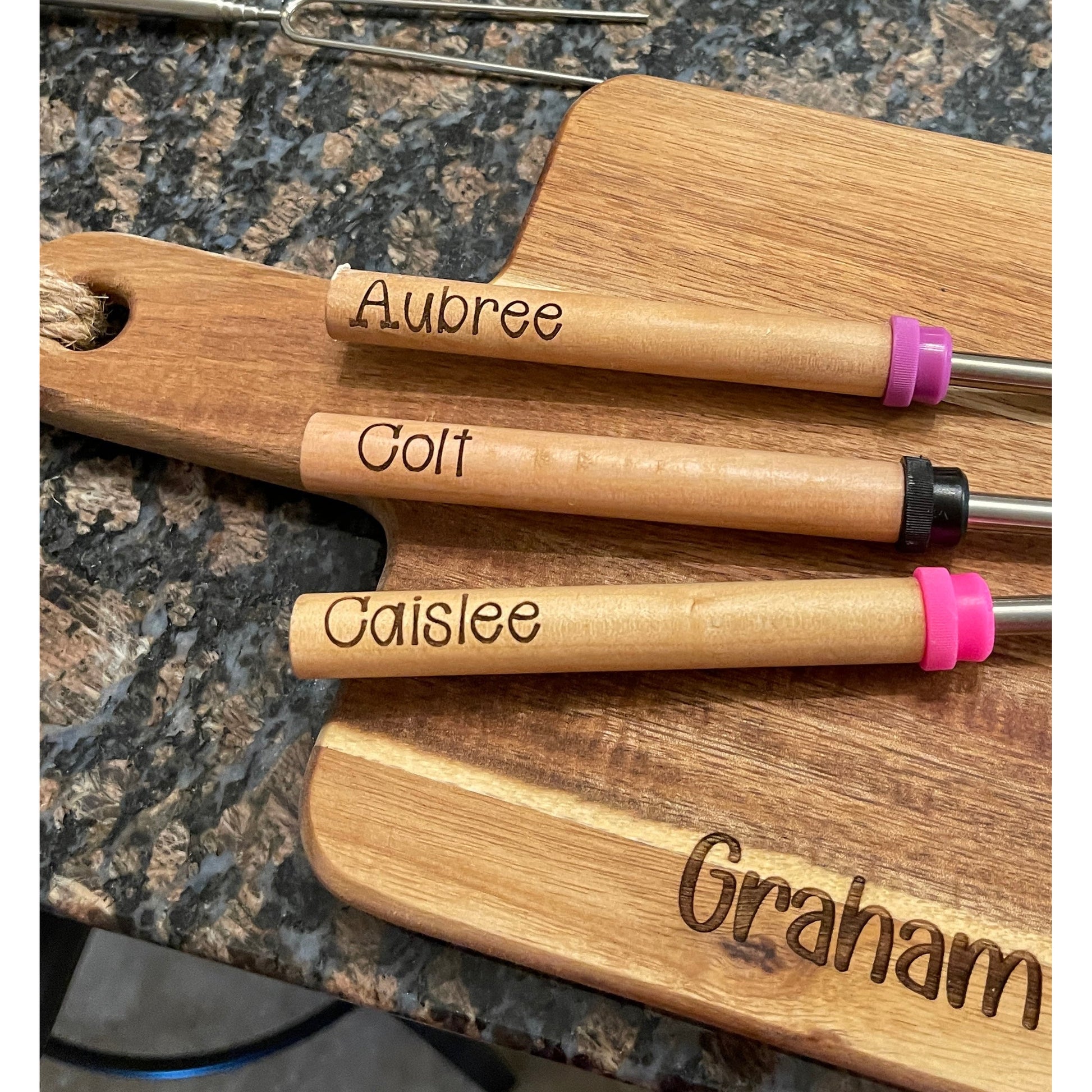 Personalized Marshmallow Roasting Stick – Rustic Sign Design